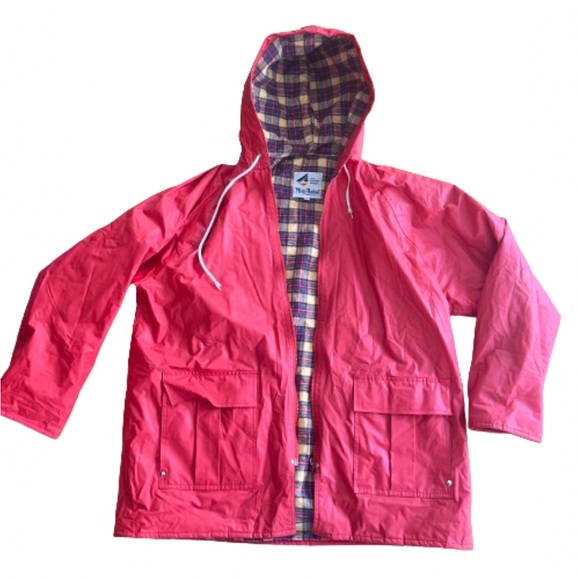 Vintage | Jackets & Coats | Vintage 8s Red Plaid Raincoat Misty Harbor ...